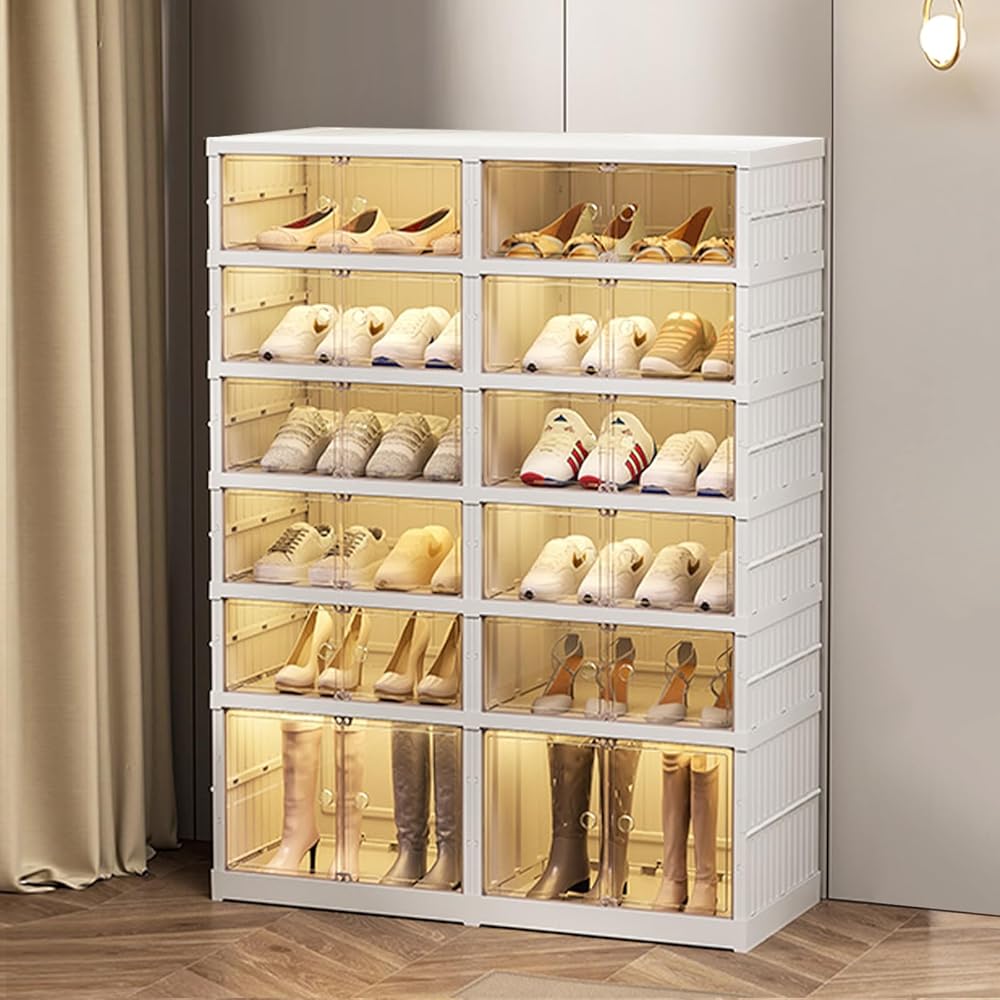 Portable Shoe Rack Organizer 6 Tier 24 Pairs Foldable Shoe Box with ...