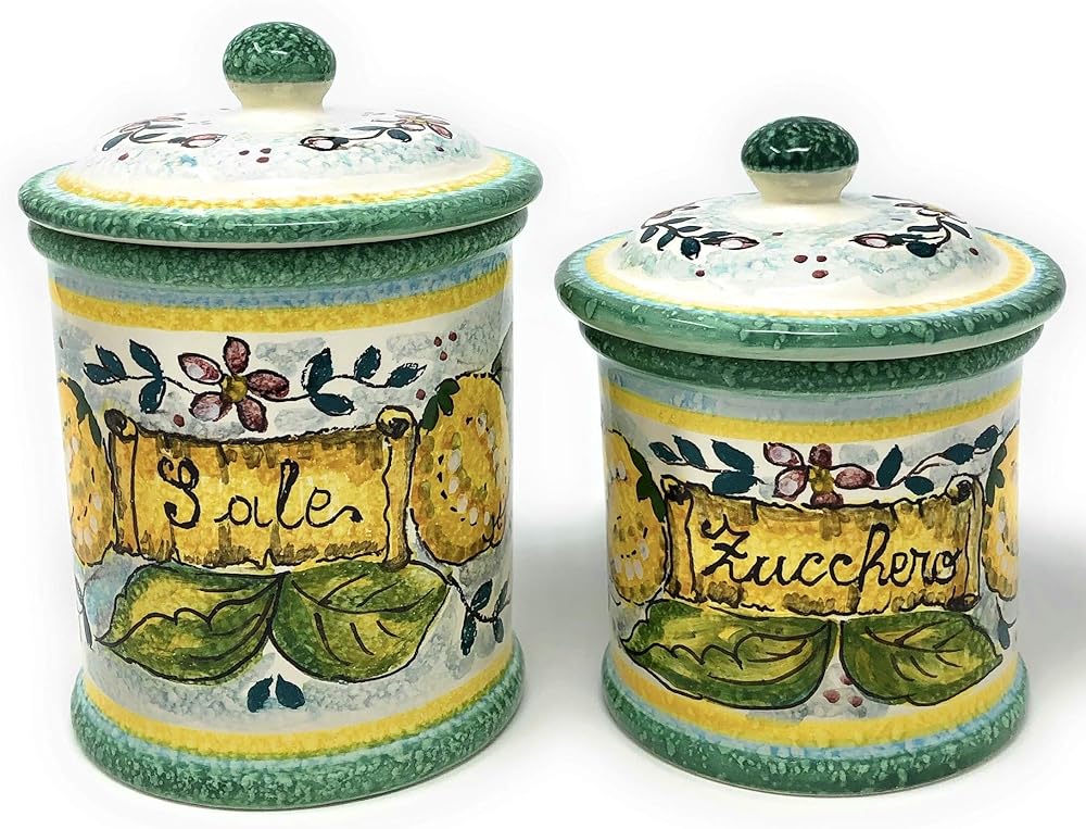 CERAMICHE D'ARTE PARRINI- Italian Ceramic Set Jars Kitchen Canister ...