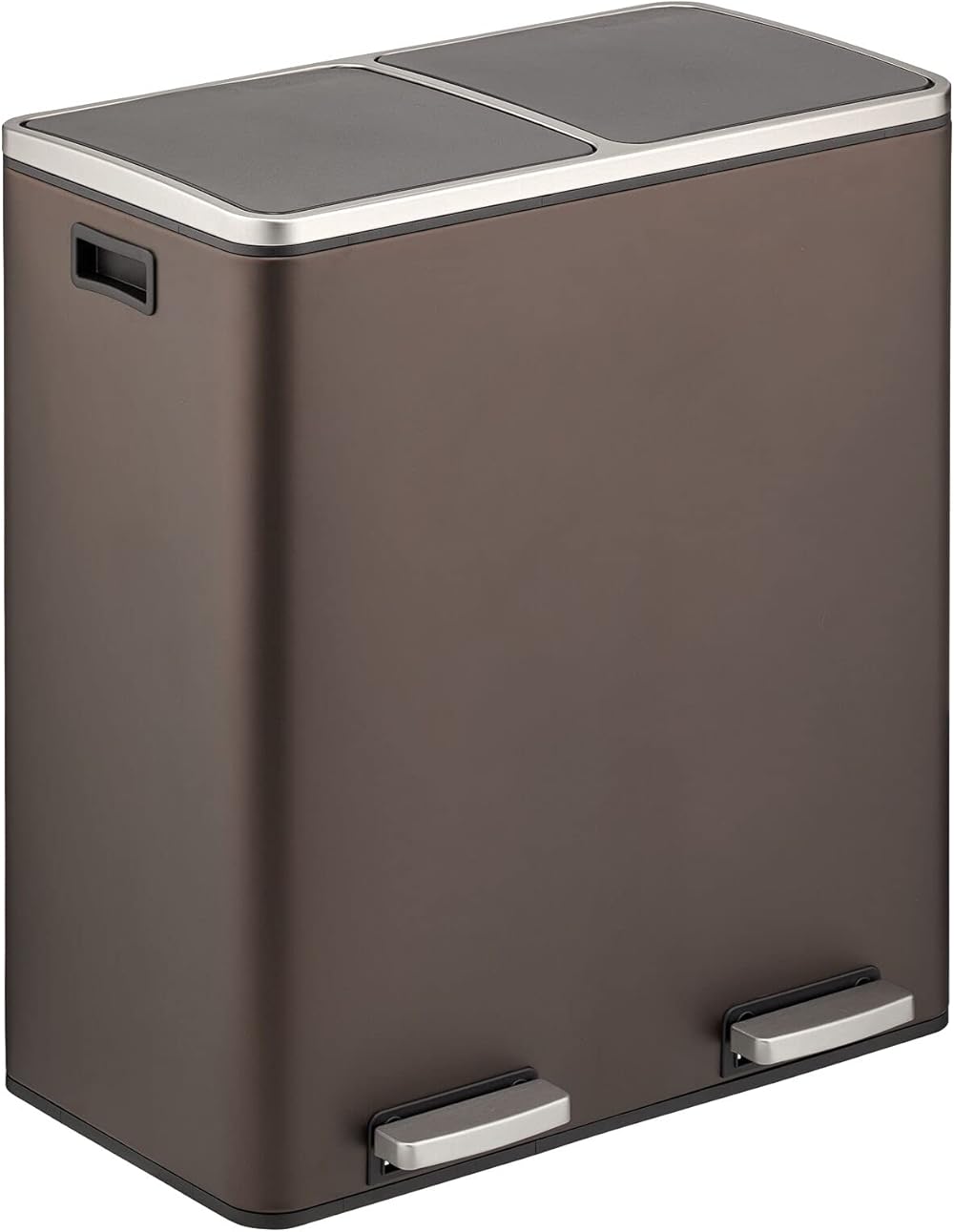 mDesign Metal Steel 16 Gallon/60-Liter, Large Dual Compartment Step ...
