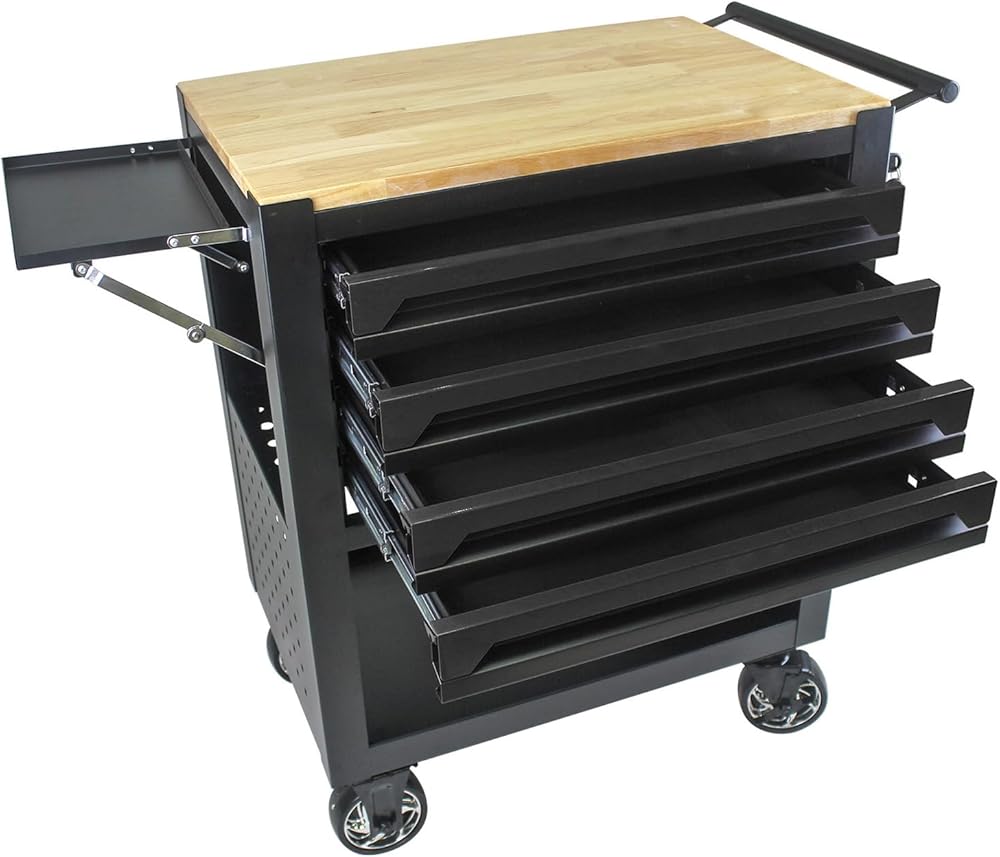 Tool Chest Workbench with 4 Drawers,Tool Box On Wheels,Rolling Tool ...