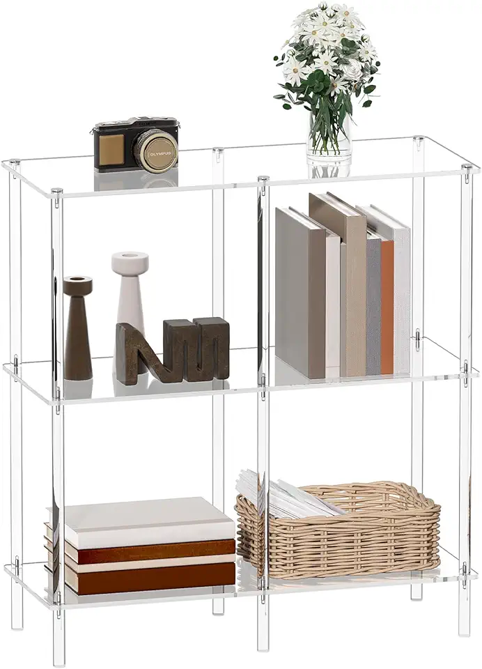 Acrylic Console Table, 29.5" Small Entryway Table with Open Shelves ...