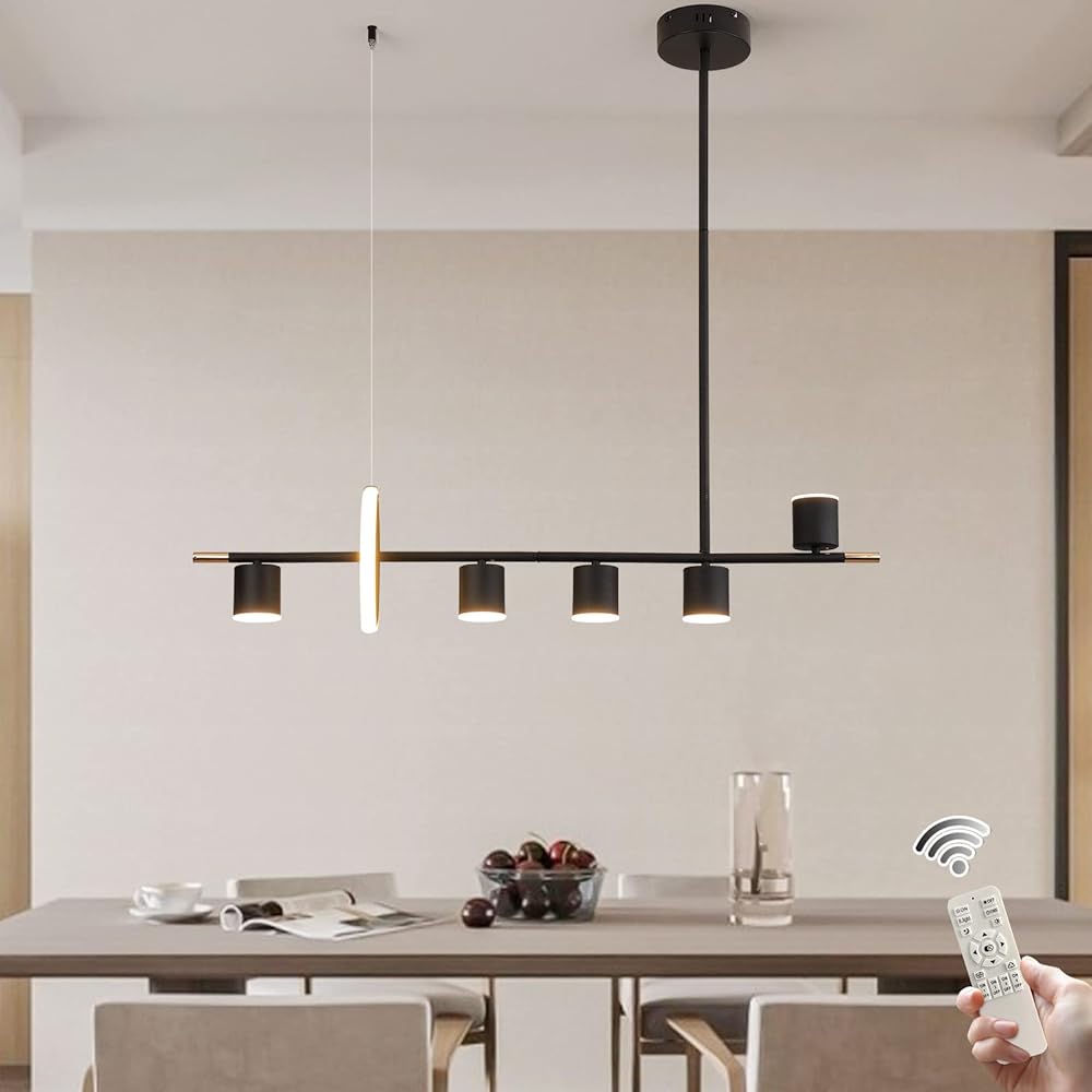 Siittoo Modern Black Pendant Light, LED Dimmable Hanging Pendant Light ...