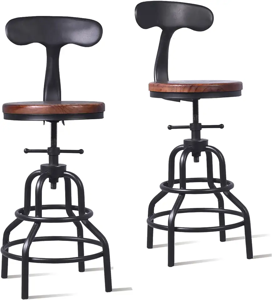 Diwhy Industrial Vintage Bar Stool,Kitchen Counter Height Adjustable ...