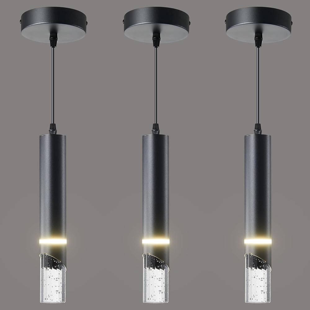 Pendant Lights Kitchen Island Dimmable LED Kitchen Lighting Matte Black ...