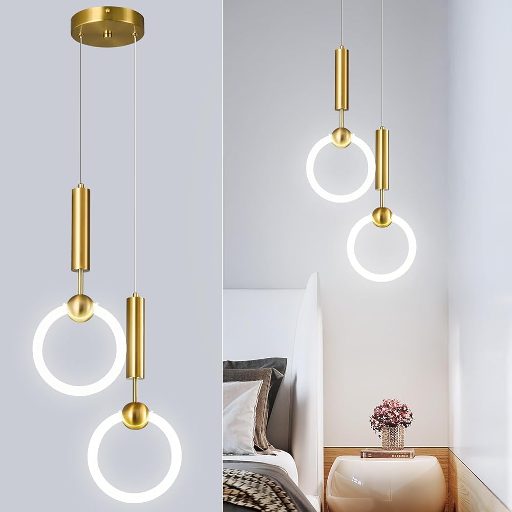 Modern LED Pendant Light Fixtures, Simplicity Gold Pendant Lighting ...