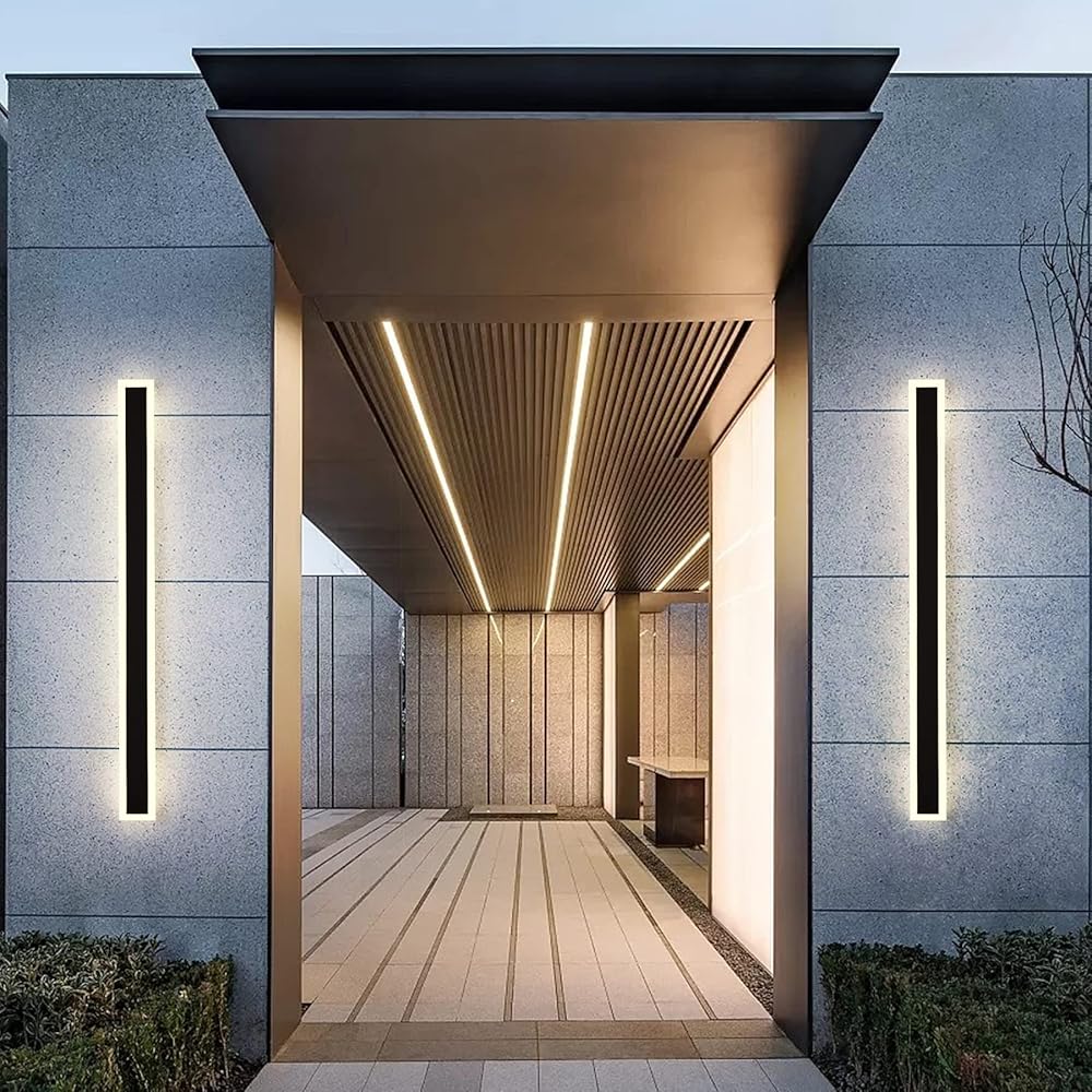 39.4 Inch 2 Pack Long Outdoor Wall Lights, Black LED Exterior Light ...