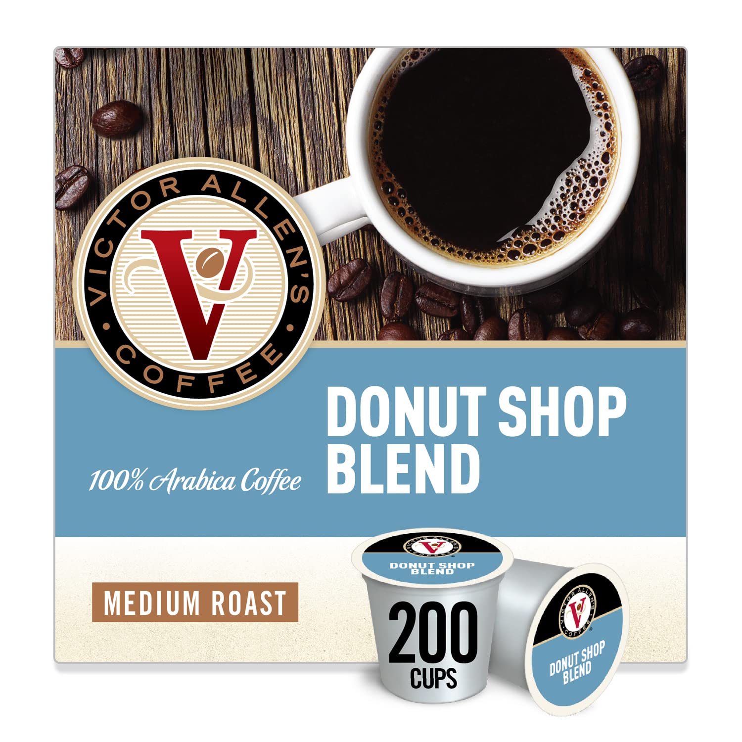 Victor Allen’s Coffee Donut Shop Blend, Medium Roast, 200 Count, Single ...