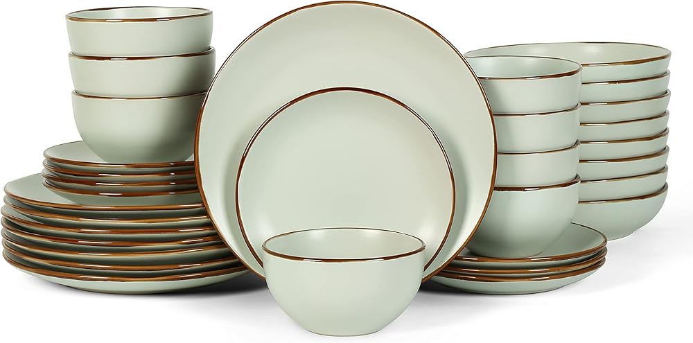 Stone Lain Brasa Modern Stoneware 32 Piece Dinnerware Sets, Plates and ...