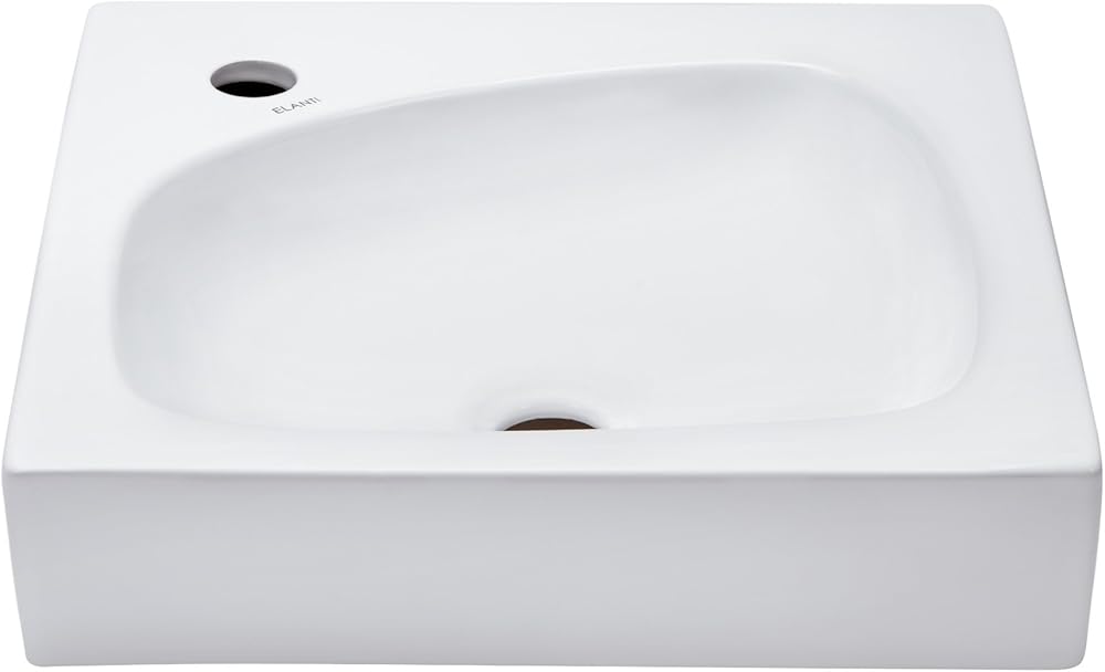 EC1604 Elanti 1604 Porcelain Vessel Sink, Rectangular (16 x 16 x 3.6 ...