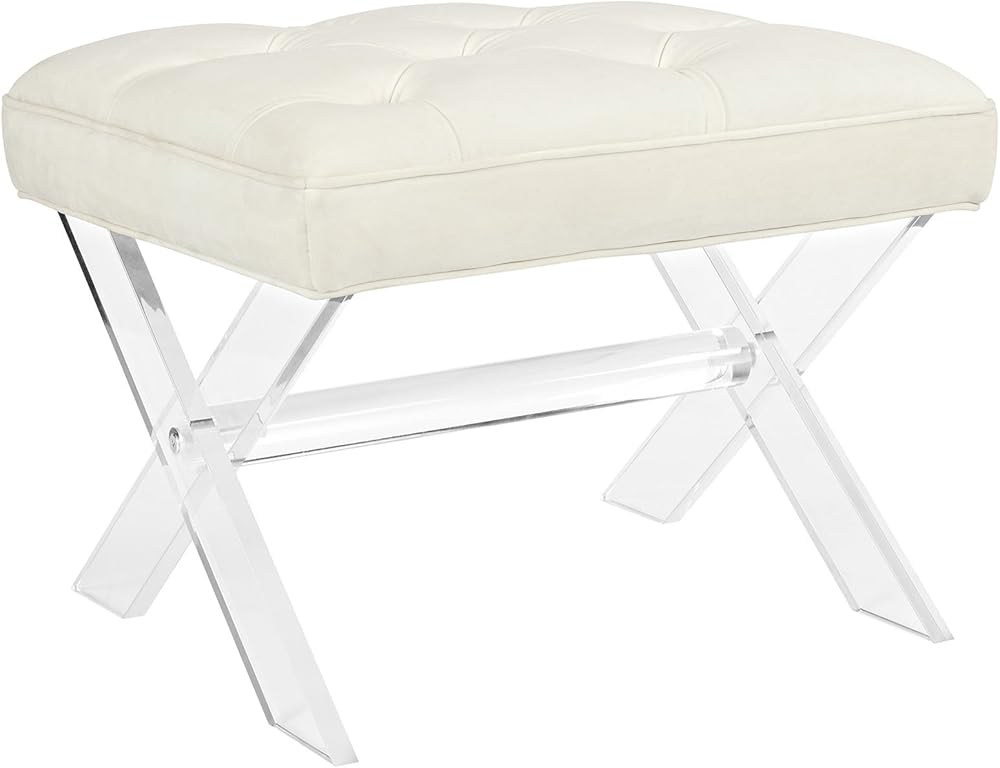 Modway Swift Acrylic X-Base Entryway Modern Bench With Tufted Fabric ...