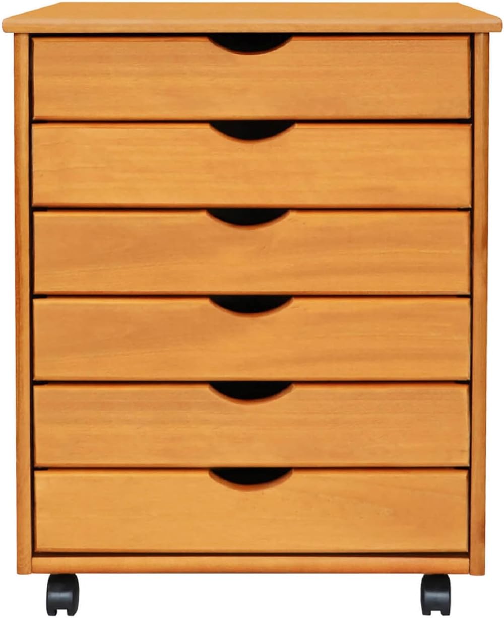 Adeptus Original Roll Cart, Solid Wood, 6 Drawer Extra Wide Drawers ...