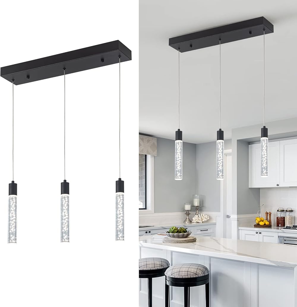 Black Pendant Lights Modern LED Kitchen Island Light Unique Bubble Pendant Light Pendant ...