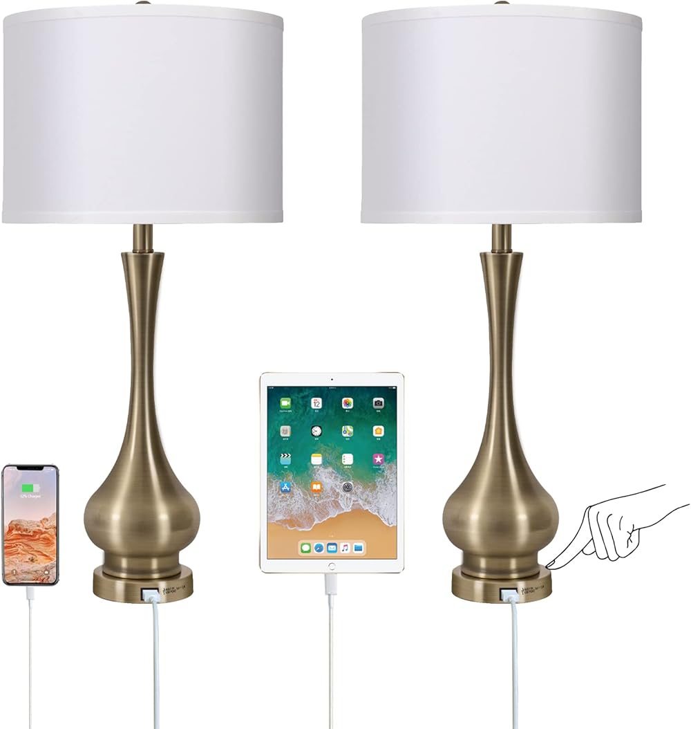 Touch Control Table Lamp Set of 2, 3-Way Dimmable Nightstand Lamp Sets ...
