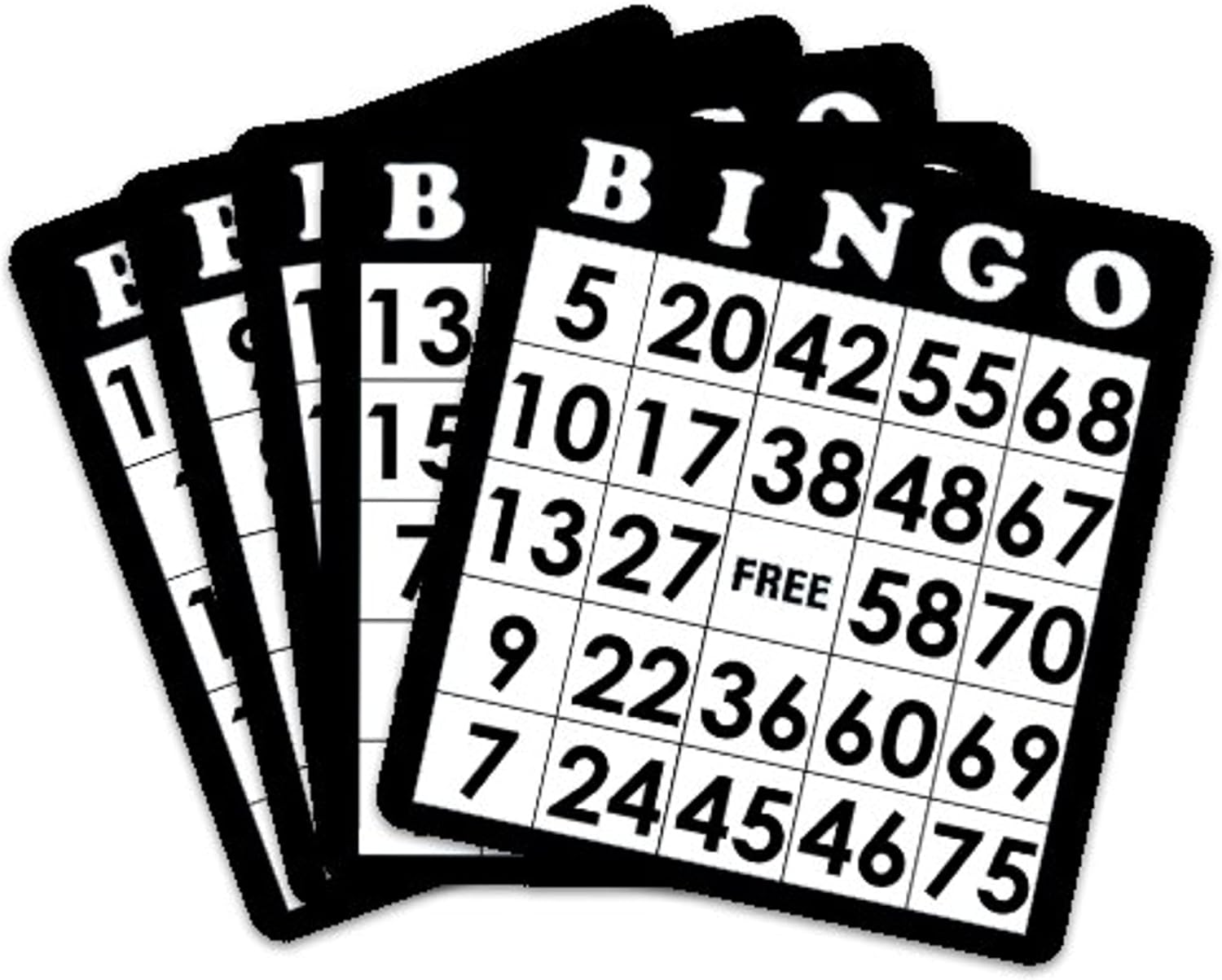 Black Reusable Bingo Cards with Unique Numbers for 18 Players – Family ...
