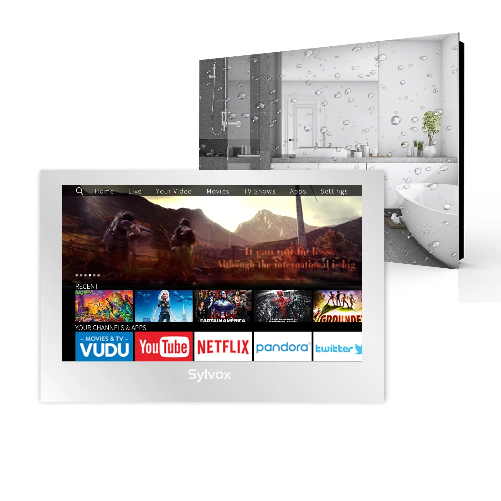 SYLVOX 32inch Smart Magic Mirror LED TV. IP65 Waterproof Bathroom TV ...