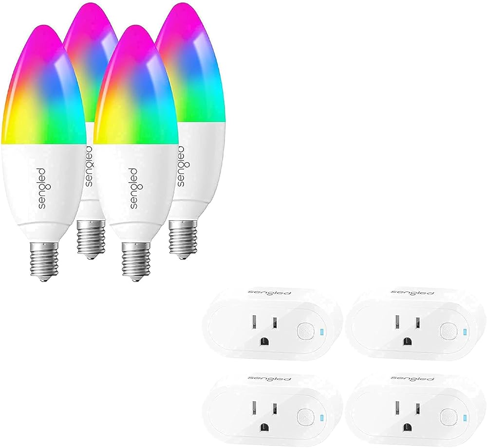 Sengled Smart Candle Bulbs 4PK Bundle with Smart Plug 4PK, Zigbee E12 ...