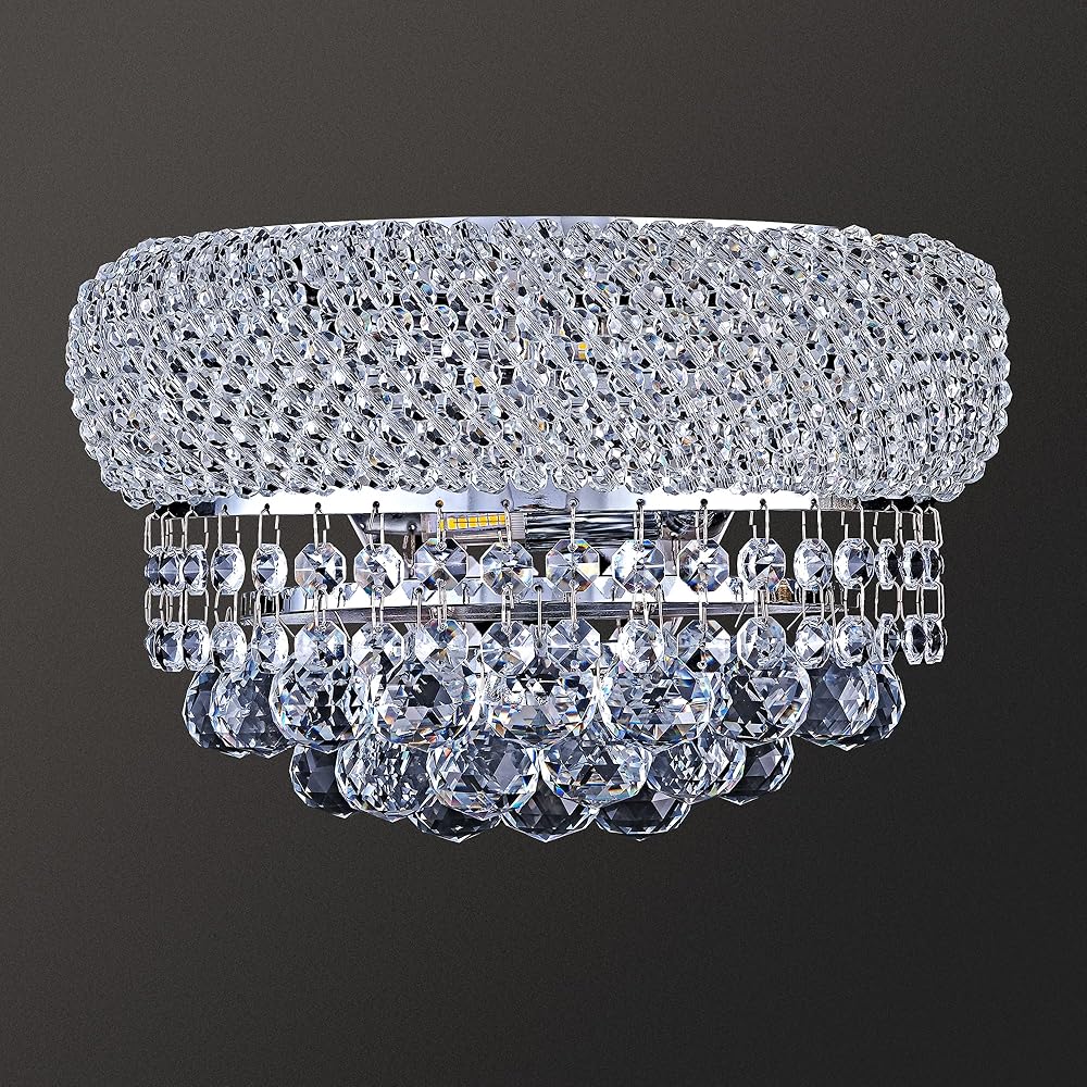 Crystal Wall Sconce Lighting Fixture Chrome Finish Empire Style Modern ...