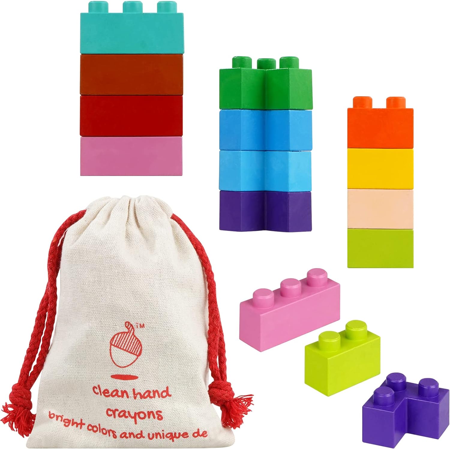 Building-Block Design Crayons for Toddler, 12-Colors Non-toxic Creative ...