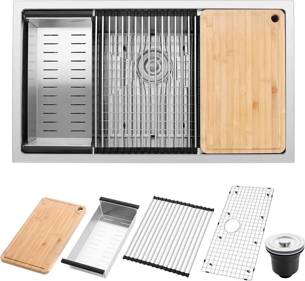 Herogo Kitchen Sink, 33 x 19 Inch Large Farmhouse Undermount Kitchen ...