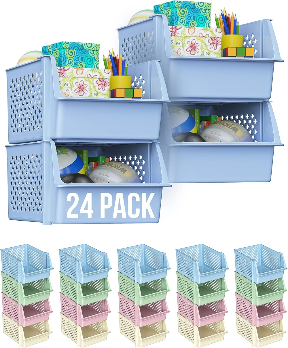 Skywin Plastic Stackable Storage Bins for Pantry - Stackable Bins For ...