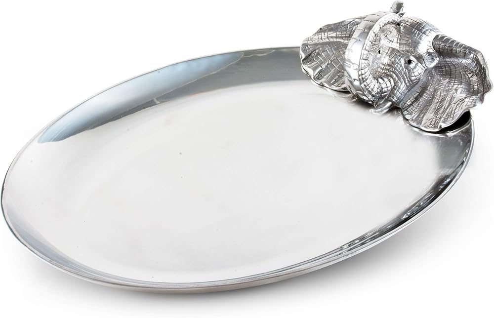 Arthur Court Designs Aluminum Elephant Oval Platter Food Serving Bar ...