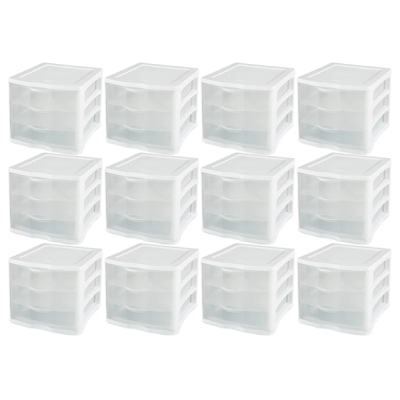 Sterilite White and Clear Countertop 3-Drawer Desktop Storage Unit (12 ...