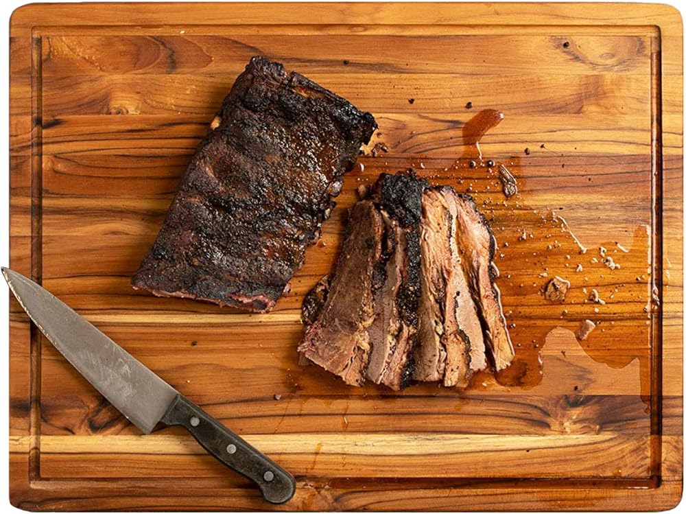 Terra Teak Large Wooden Cutting Board with Juice Groove, 24 x 18 x 1.5 ...