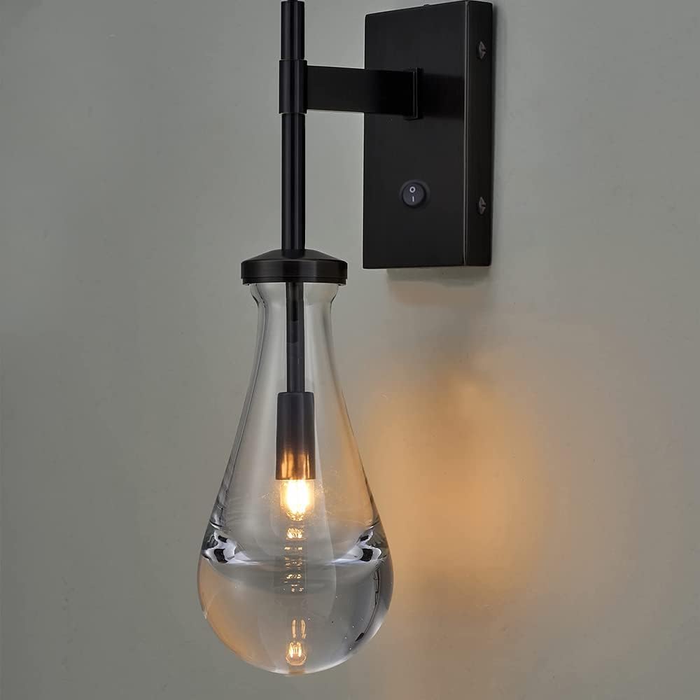 Black Wall Sconces, Raindrop Sconces Wall Lighting with On/Off Switch ...