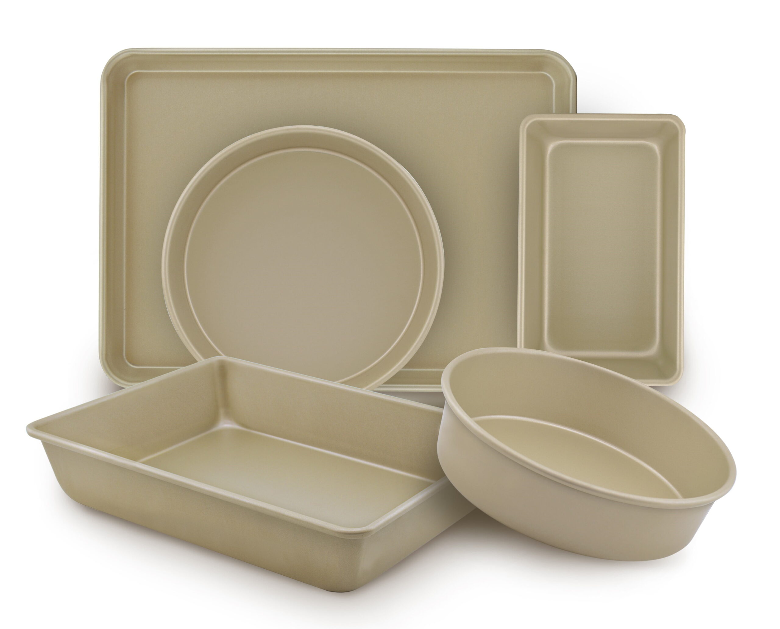 Mainstays 5-Piece Nonstick Aluminized Steel Bakeware Set, Baking, Gold ...