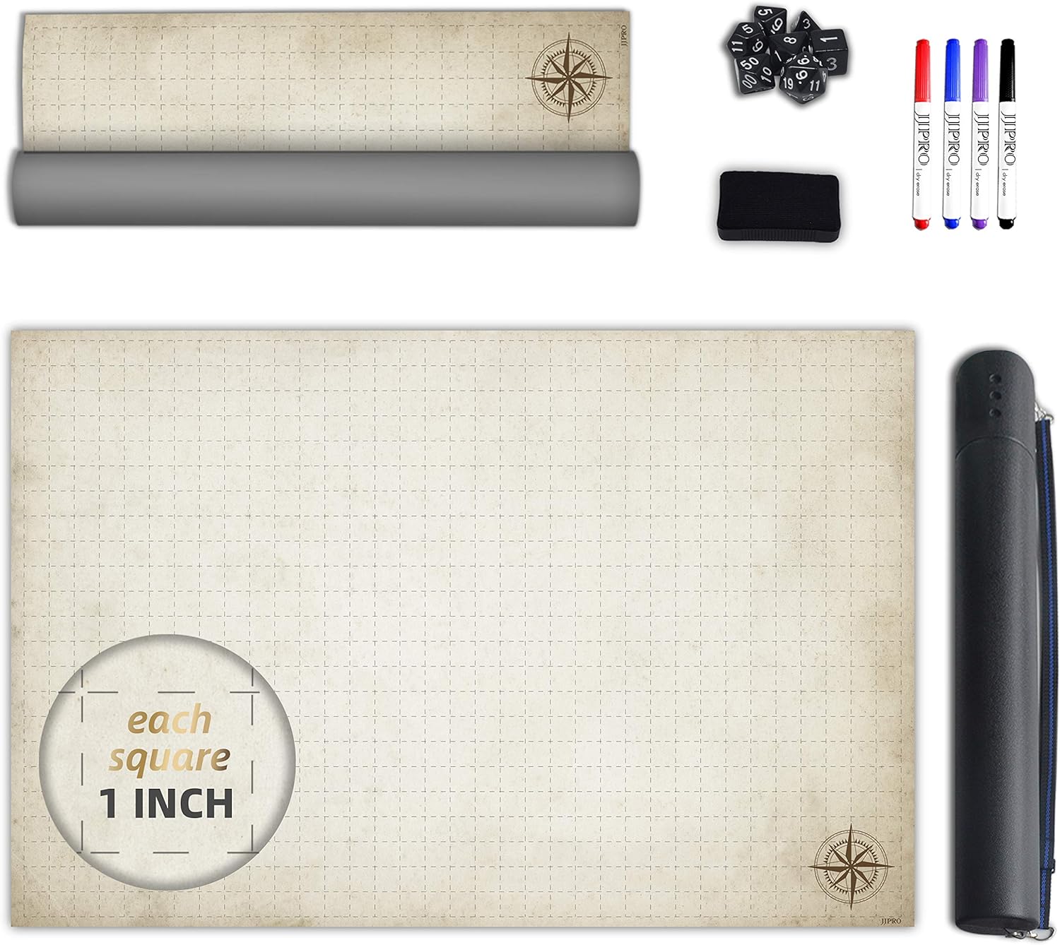 Grid Game Mat – 24’x36′ Vinyl Game Mat – Table Top Role Playing Map ...