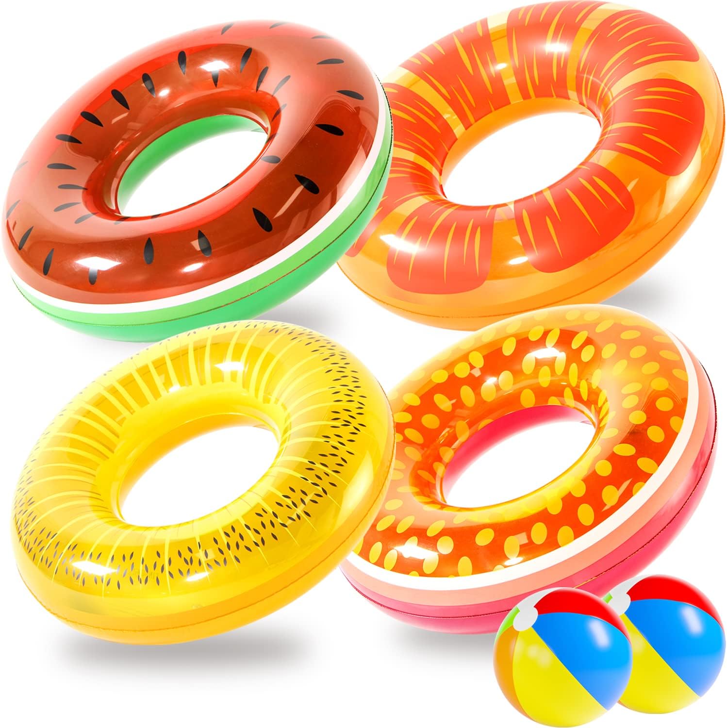 6 Pack Pool Floats – Inflatable Pool Float Swimming Tube Ring Floaties ...