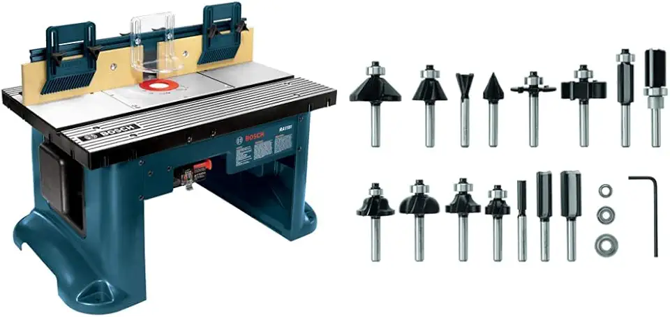 BOSCH Benchtop Router Table RA1181&BOSCH 15 pc. Carbide-Tipped Wood ...
