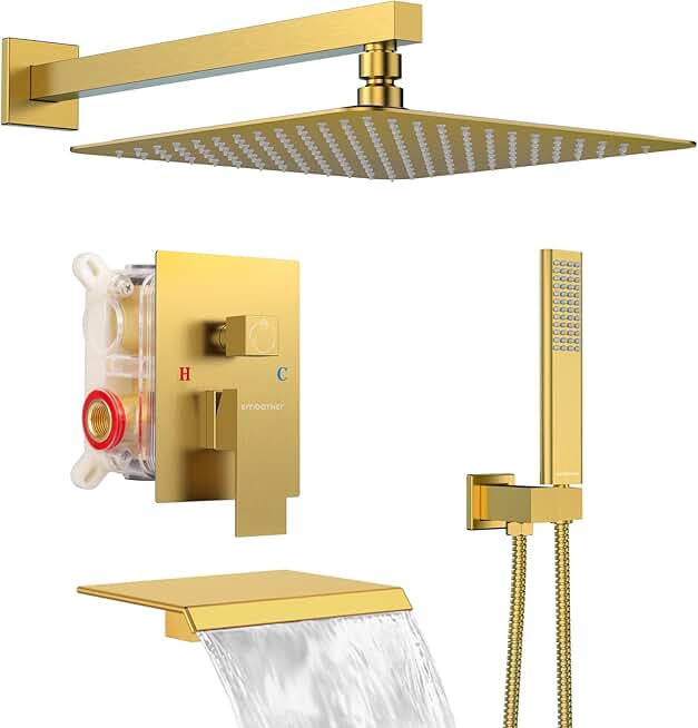 EMBATHER Shower System with Tub Spout, 10 Inches Tub Shower Faucet Set ...