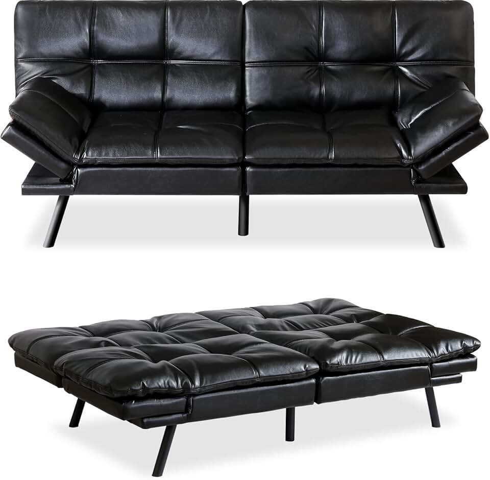 MUUEGM Futon Sofa Bed Convertible Memory Foam Sleeper Couch,Modern Faux ...