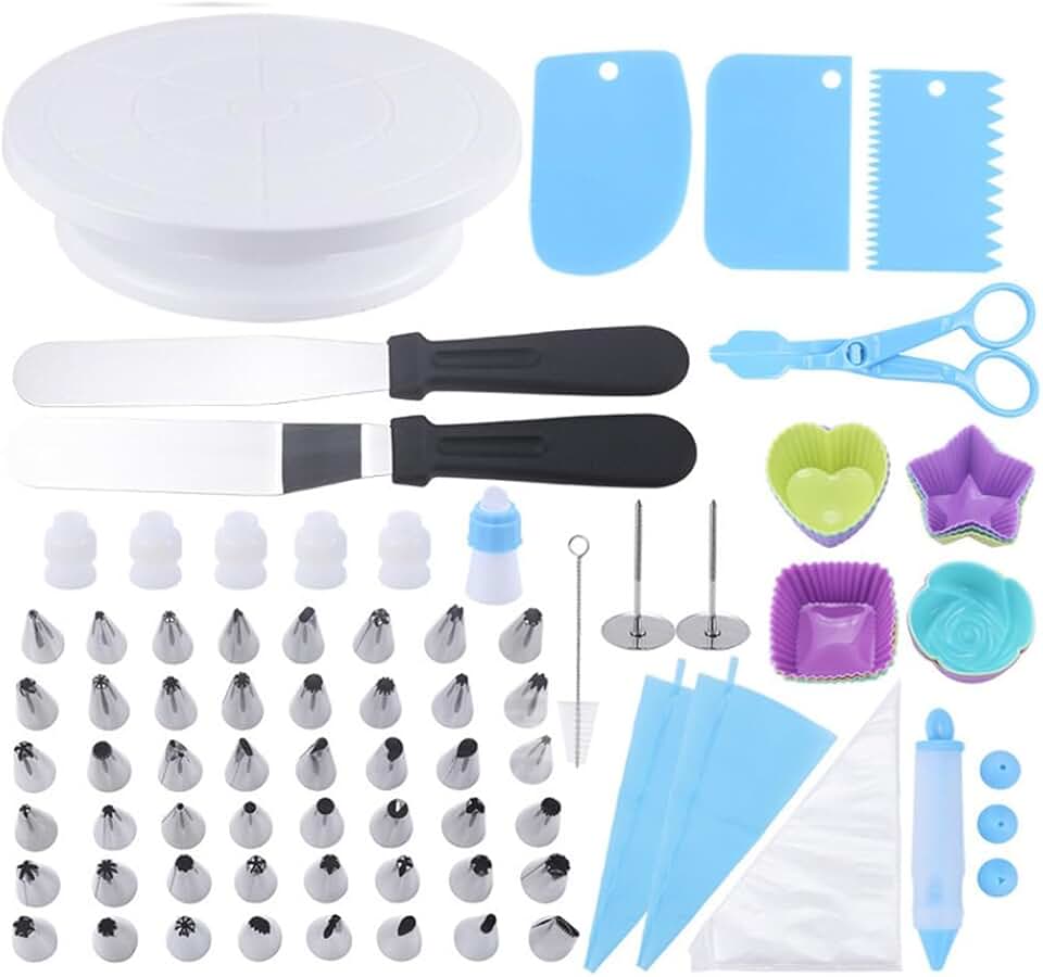80 Piece Turntable Flower Mouth Set Cake Baking Sugar Flipping TPU ...