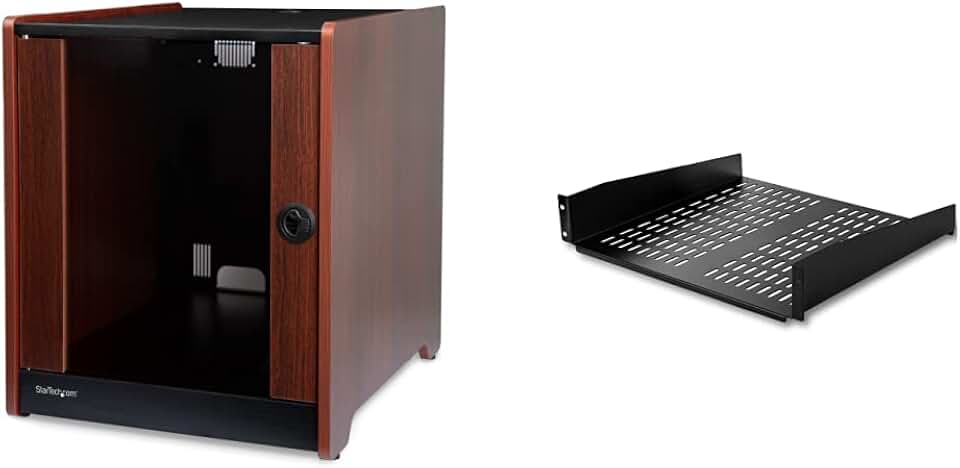 12U AV Rack Cabinet - 21” Deep - Wood Finish - Floor Standing Enclosure ...