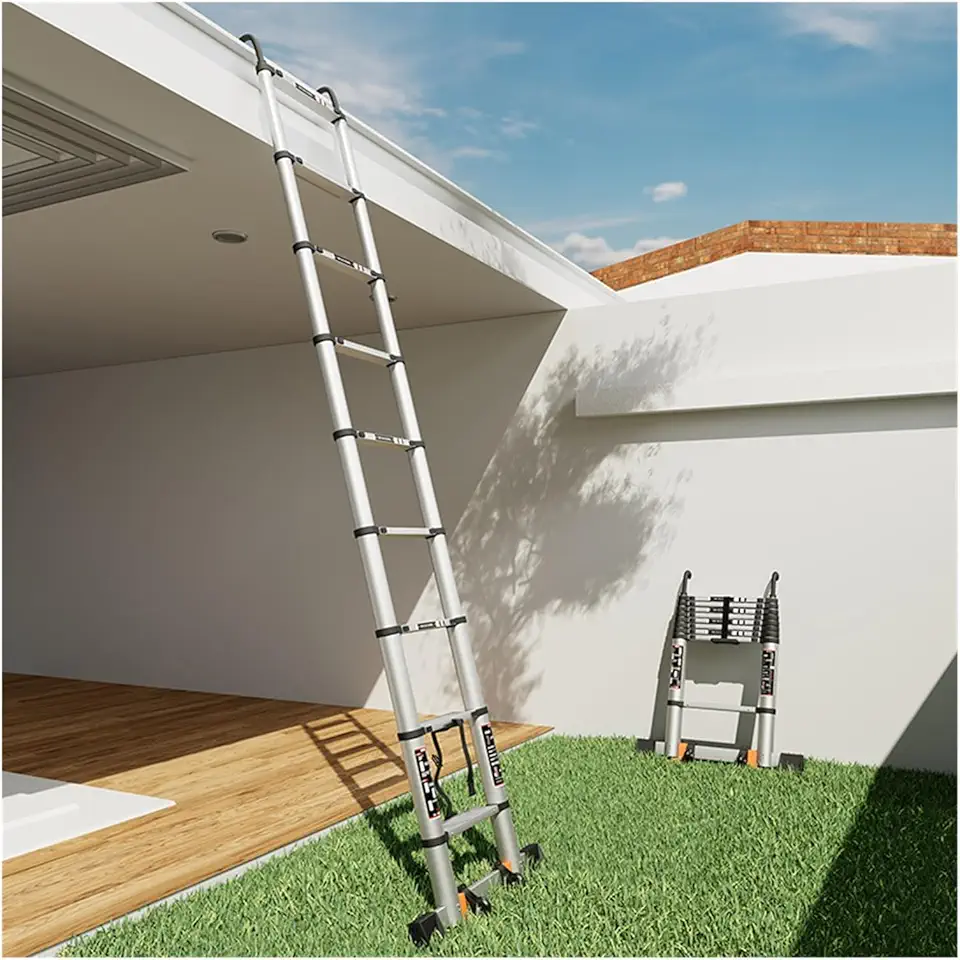 Aluminum Telescoping Ladder with Roof Hooks, 5.5m 5m 4.7m 4m 3.5m ...