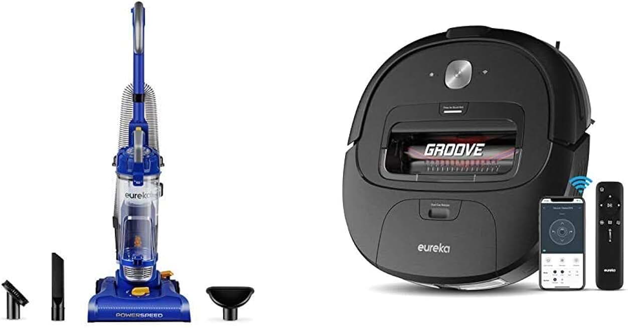EUREKA PowerSpeed Bagless Upright Vacuum Cleaner, Lite w/Groove Robot ...