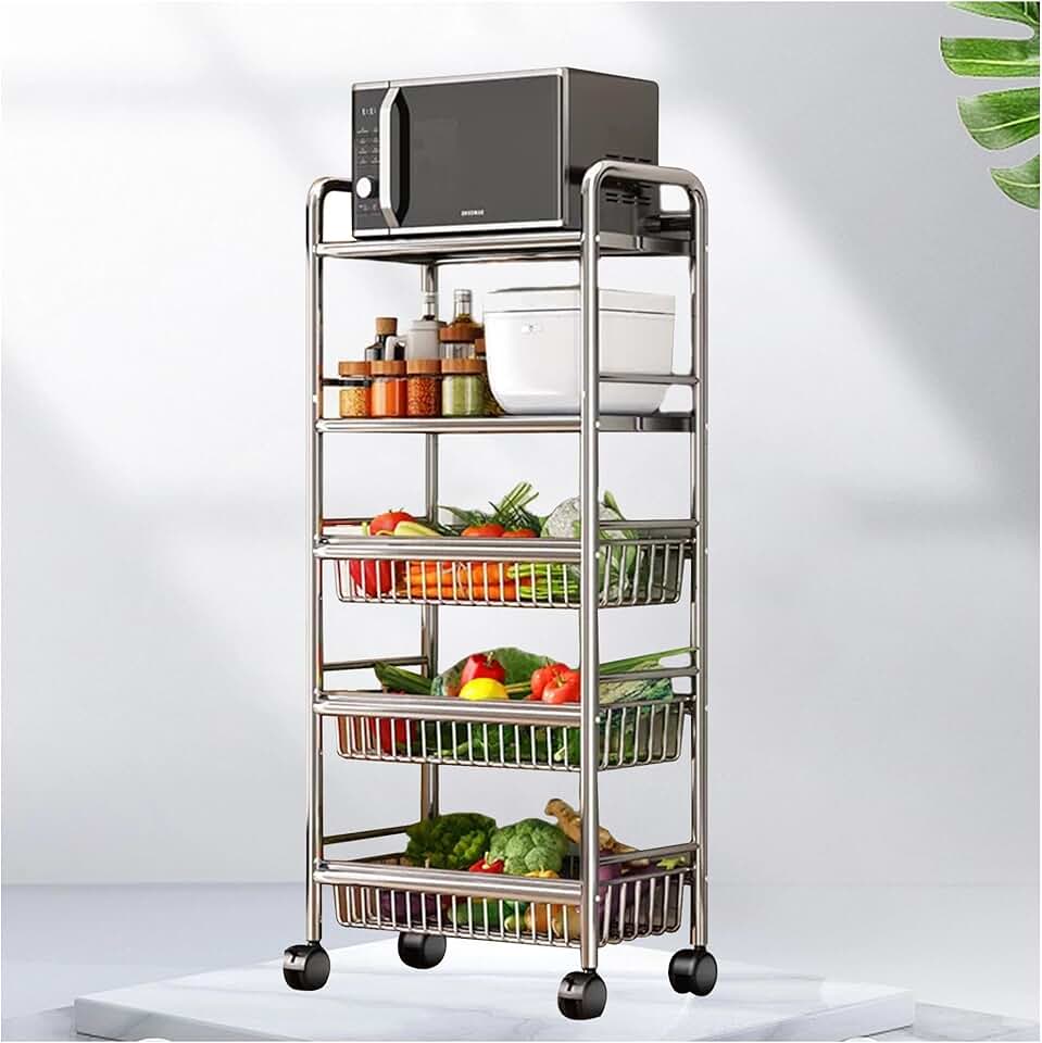Kitchen Cart 304 Stainless Steel Utility Rolling Storage Cart with ...