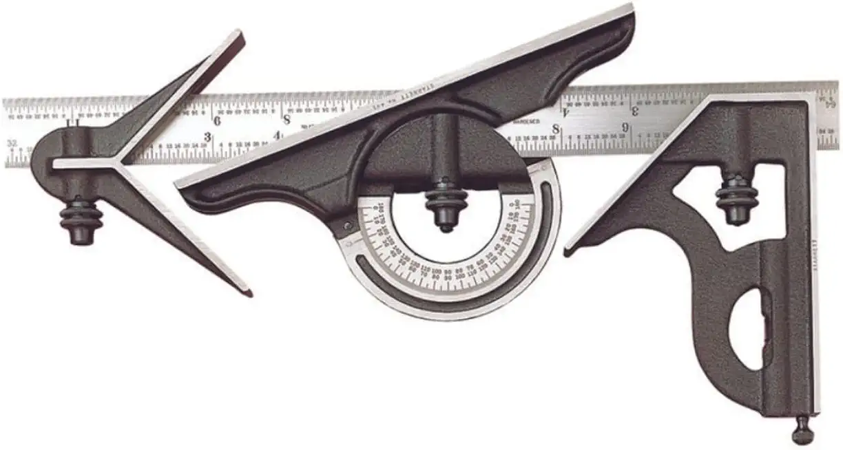 Starrett Combination Set with Square, Center and Reversible Protractor ...