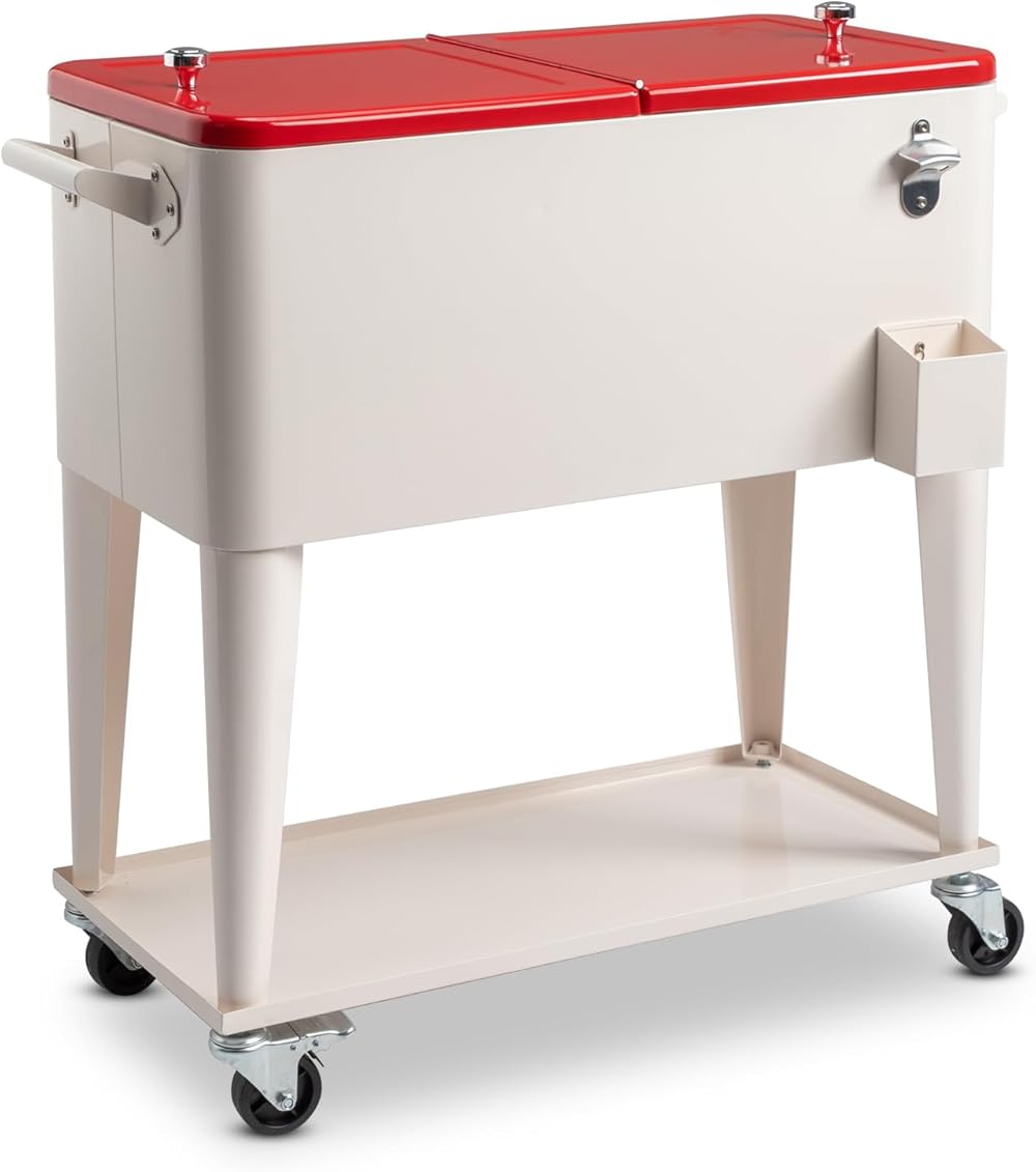 80Qt Red &White Box White Square Foot Tube with Drain Pipe Freezer ...