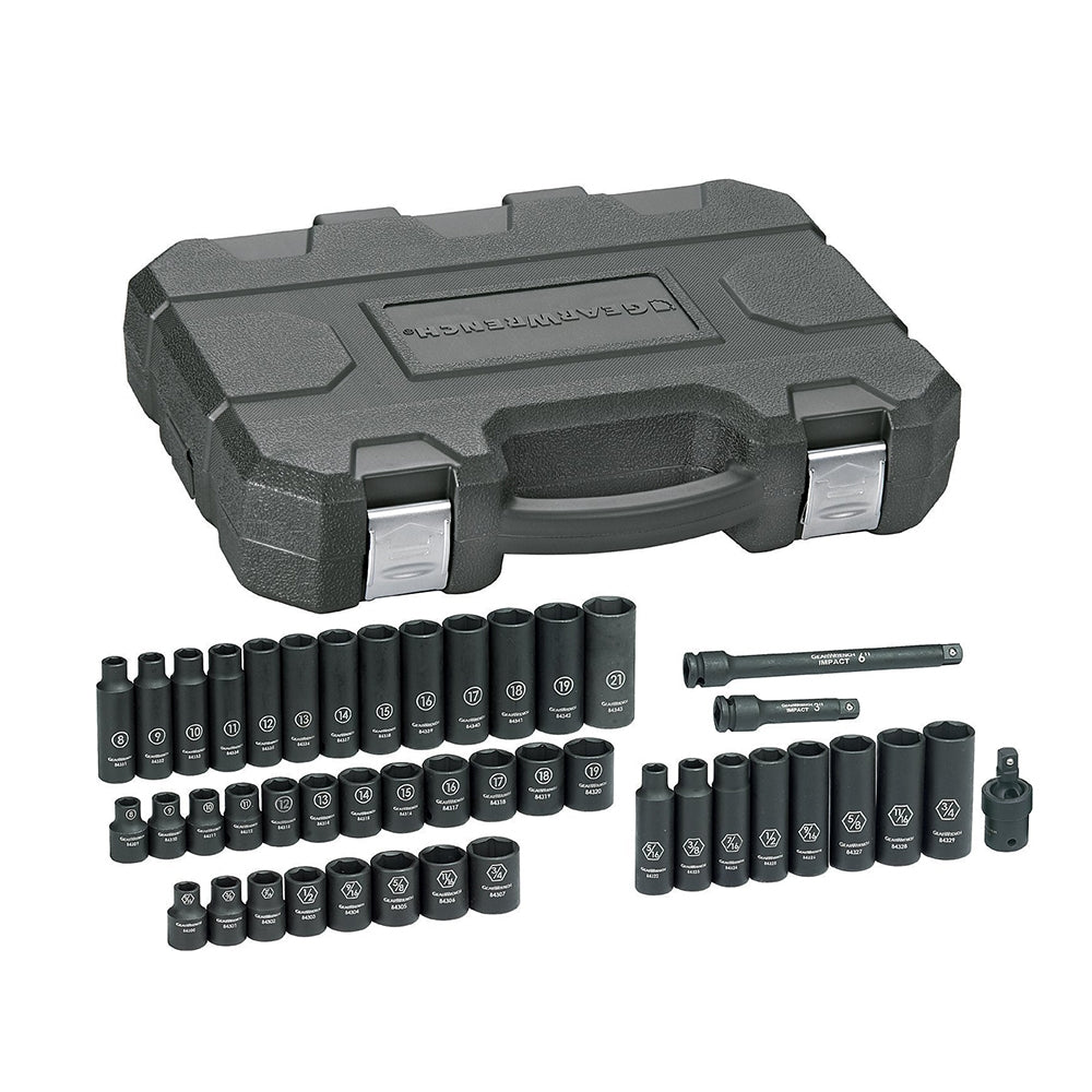 44-Piece 3/8" Drive SAE/Metric Standard/Deep Impact Socket Set ...