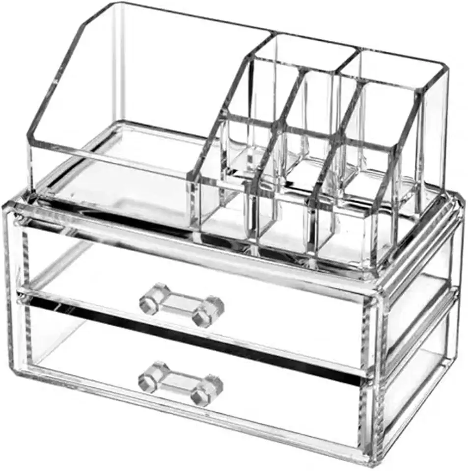 Acrylic Multifunction Makeup Organizer Clear Jewelry Storage Box ...
