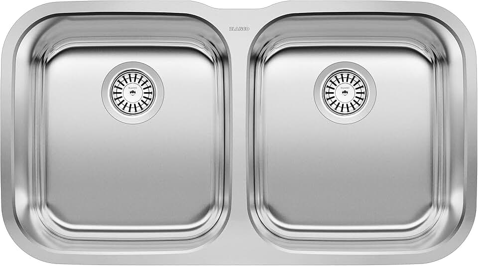 BLANCO, Stainless Steel 441020 STELLAR 50/50 Double Bowl Undermount ...
