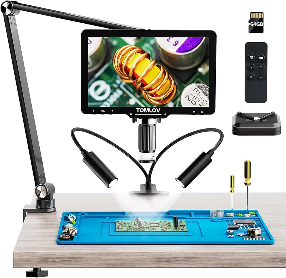 TOMLOV 2024 New DM501 Pro 2K Flexible Arm Digital Microscope, 10.1 ...