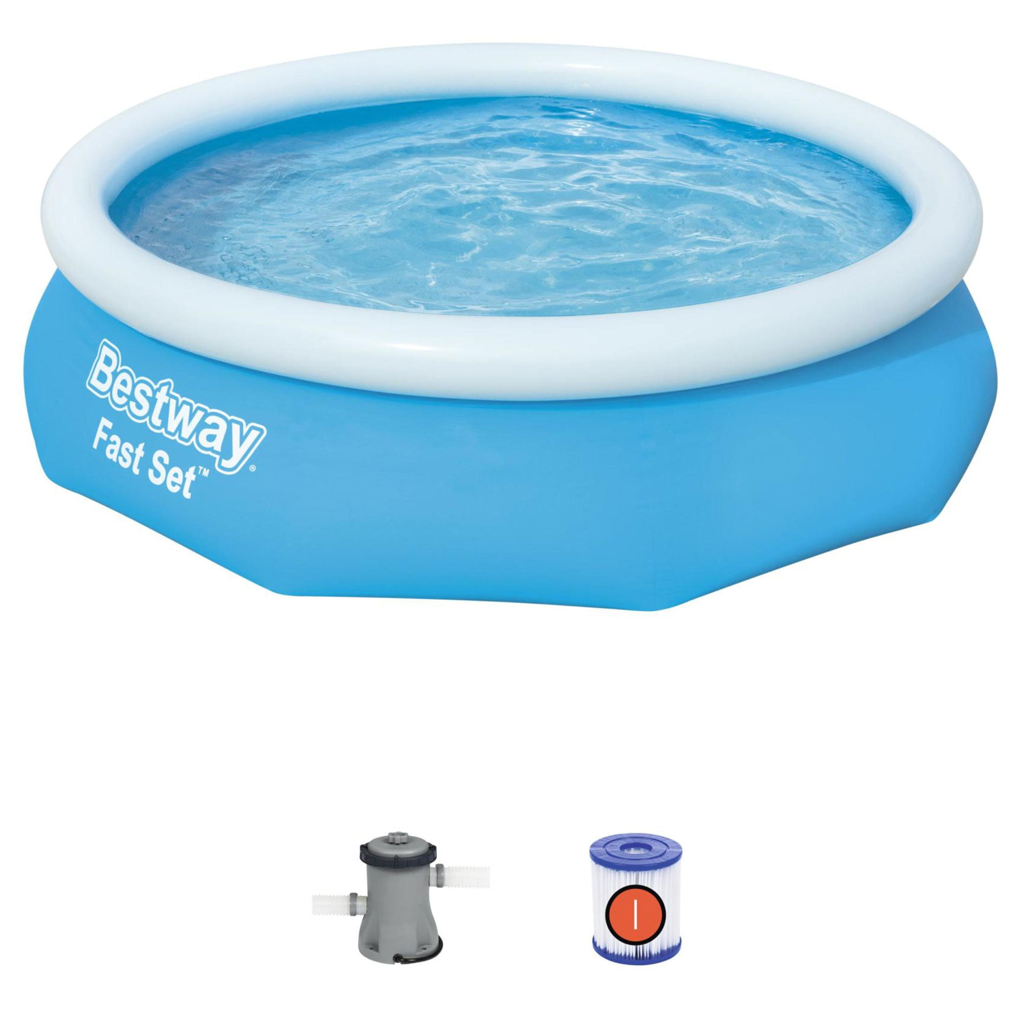 Bestway Fast Set Swimming Pool Set with 330 GPH Filter Pump, 10′ x 30 ...
