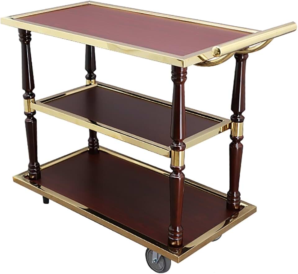 Metal Cart On Wheels,food Cart,3-Tier Tool Carts,360°Rotation Storage ...