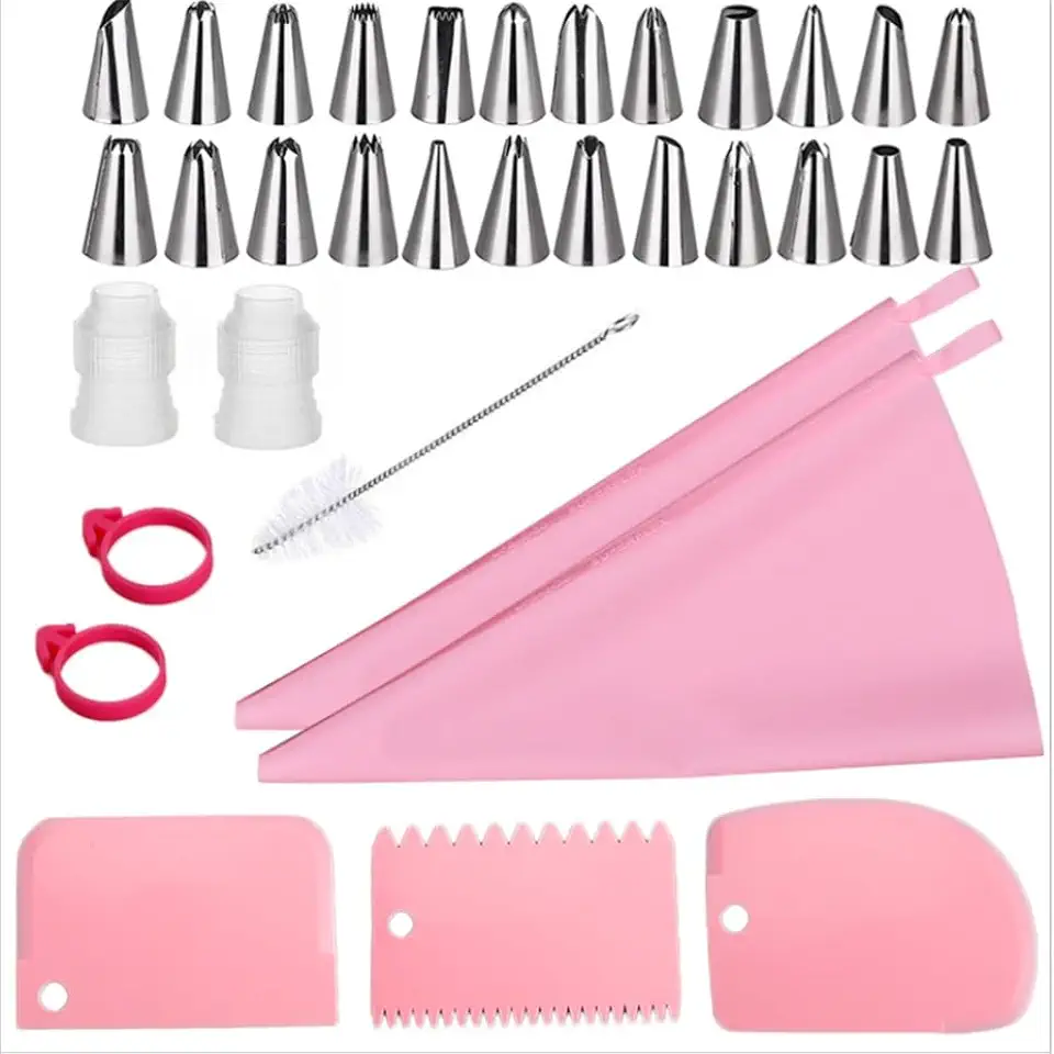 34PC Cake Decoration Mouth Set Scraper Decoration Bag Converter Cream ...