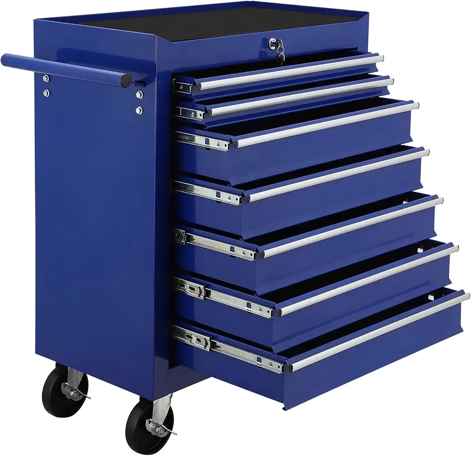 Tool Cart With Drawers,7 Drawers Locking Rolling Tool Chest with Wheels ...