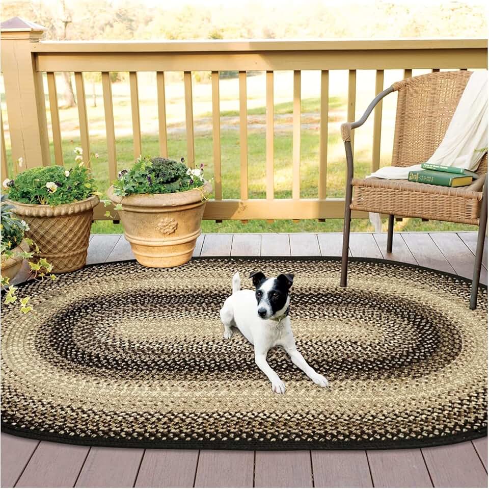 Homespice Black Mist Oval Braided Rugs, Ideal as 4x6 Entryway Rug for ...